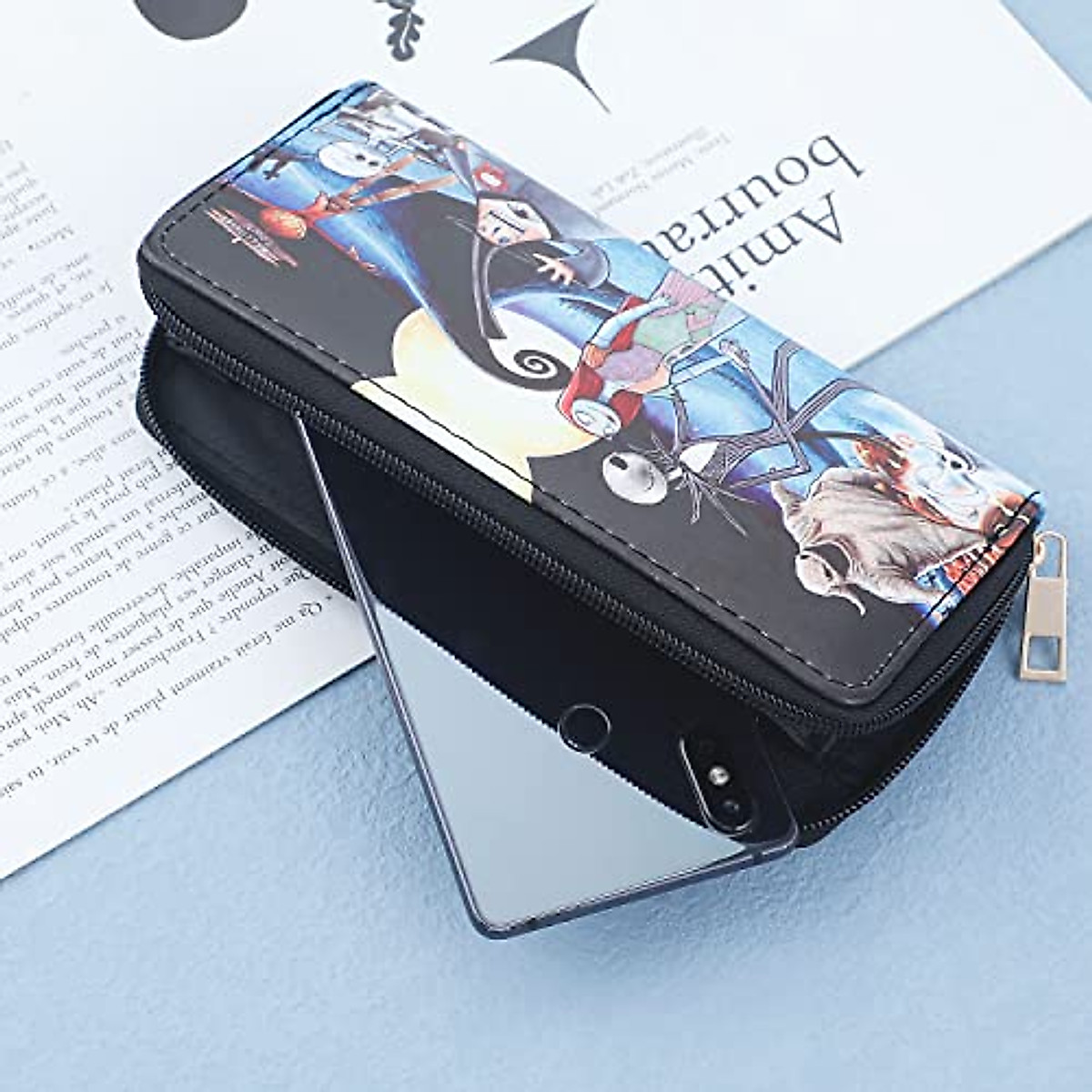 G-Ahora Nightmare Before Christmas Leather Wallet Jack Skellington All Over Print Faux Leather Wallet (WC Jack Skellington D)