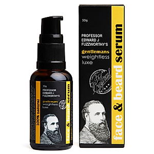 Professor Fuzzworthy's Gentlemans Face & Beard Oil Serum | Best for Normal - Curly - Dry Hair & Sensitive Skin | Natural Organic Men's Grooming - Fragrance Sulfate Paraben Free