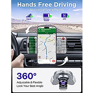 TIKECO for MagSafe Car Mount Charger, 15W Fast Charging Magnetic Wireless Car Charger Air Vent Dash Windshield Car Phone Holder Mount for iPhone 15/14/13/12 Series and MagSafe/Magnetic Cases