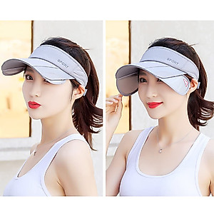 Sun Visor Hat for Women and Men 2 Pack - Retractable Brim Sport Hat, Summer Golf Tennis Running Beach Hat with Ponytail Hole