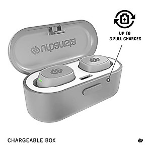 Urbanista Tokyo True Wireless Earbuds 16H Playtime Bluetooth 5.0 with Charging Case, Multi Function Button Earphones Compatible with Android and iOS - Silver
