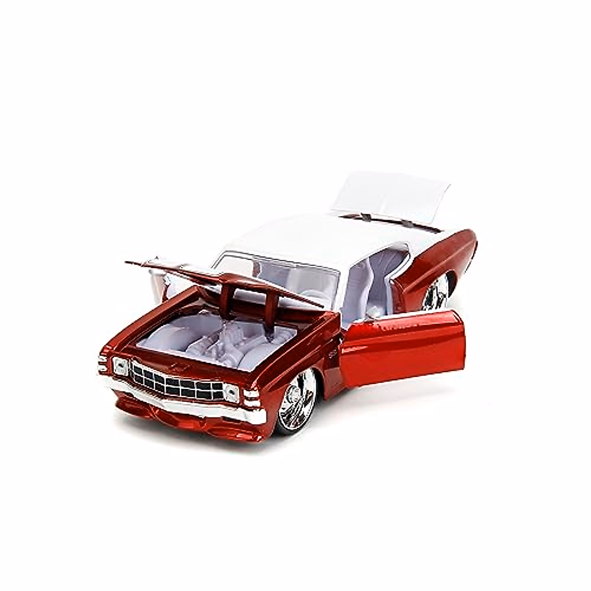 Big Time Muscle 1:24 1971 Chevy Chevelle Die-Cast Car, Toys for Kids and Adults(Red/White)