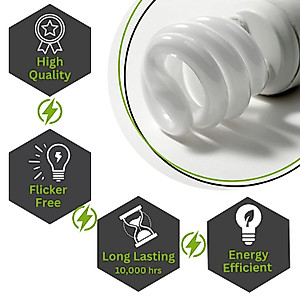 Xtricity Compact Fluorescent Light Bulbs T2 Spiral, E26 Base, 13W (60W Equivalent), 5000k Daylight, 900 Lumens, CFL, 120V - UL Listed, (8 Pack)