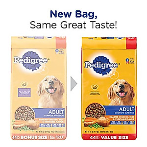 Pedigree Complete Nutrition Adult Dry Dog Food Roasted Chicken, Rice & Vegetable Flavor Dog Kibble, 44 lb. Bonus Bag