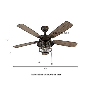 Shanahan 52 in. LED Indoor/Outdoor Bronze Ceiling Fan with Light Kit