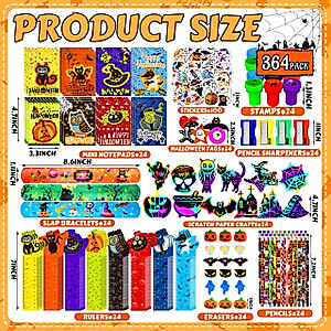 PURPERCAT Halloween Party Favors Bulk, 364 Pcs Large Halloween Party Favor Toys Set, Halloween Treats Non Candy Classroom Prizes Goodie Bag Stuffers Pinata Filler, Halloween Treat Prizes for Kids
