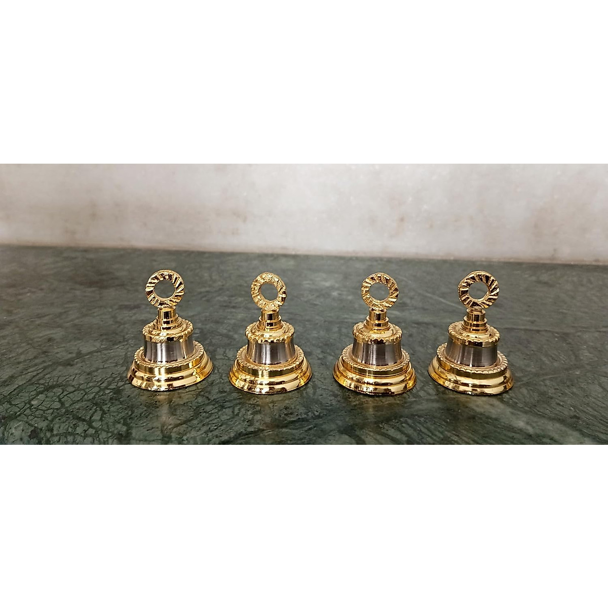 HANDTECHINDIA Brass Silver Plated 2 '' Bells Christmas Decoration Jingle Bell Sleigh Bell Jingle Bell Crafts Christmas décor Home décor Elephant décor Bells Musical Instrument Accessory. (10)