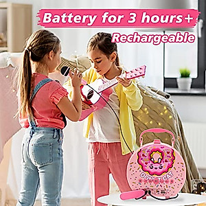 Kids Karaoke Machine for Girls Boys with 2 Microphones Toddler Singing Toys Children Karaoke Singing Machine Bluetooth Voice Changing Recording Speaker for Party Birthday
