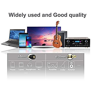 Chadou Audio Adapter 6.35mm (1/4 inch) Male to 3.5mm (1/8 inch) Female Stereo Headphone Connector Gold Plated, 2 Pack