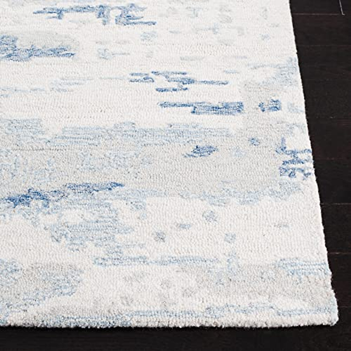 SAFAVIEH Abstract Collection Runner Rug - 2'3" x 12', Ivory & Blue, Handmade Abstract Wool, Ideal for High Traffic Areas in Living Room, Bedroom (ABT465A)