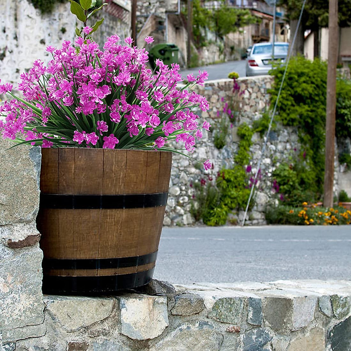 URSTOUD 6PCS Artificial Flowers,Fake Greenery Faux Plastic Bushes Fake Shrubs UV Resistant No Fade Faux Plastic Plants for Wedding Hanging Bouquet Indoor Outdoor Home Garden Office Table Vase(Fuchsia)