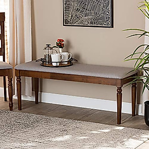 Baxton Studio Giovanni Modern and Contemporary Grey Fabric Upholstered and Walnut Brown Finished Wood Dining Bench