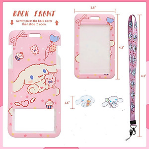 Kueeger Cinnamoroll School Supplies Set,Kawaii Cute School Supplies Gifts Set Includes Pencil Case,Pens,Sticky Note,Pins,Ruler,Eraser,Bookmarks,Stickers,Keychain,ID Card Holder with Lanyard