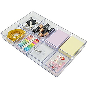 carrotez Makeup Organizer, Drawer Organizer, 8 Grid Plastic Storage Organizer, Clear Plastic Compartment Organizer for Makeup, Jewelry, Accessories