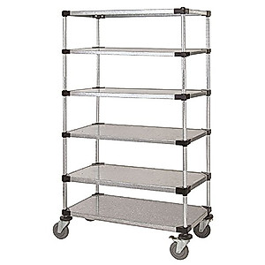 Omega 21" Deep x 48" Wide x 60" High 6 Tier Solid Galvanized Mobile Shelving Unit with 1200 lb Capacity
