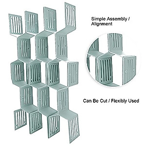 Drawer Divider, Tool Honeycomb Closet Dividers Adjustable Drawer Organizer Tool for Living Room， Bedroom for Underwear/Sock(Light Blue)