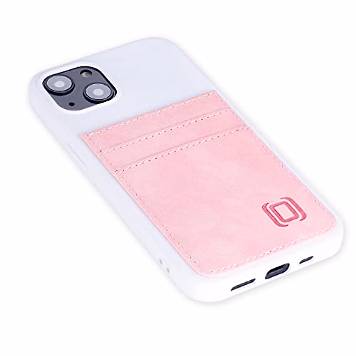 Dockem Wallet Case for iPhone 13 with Liquid Silicone Shell, Built-in Metal Plate for Magnetic Mounting & 2 Credit Card Holder Pockets: Exec M2T, Premium Synthetic Leather (6.1", Pink and White)