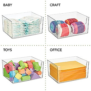 mDesign Large Modern Plastic Open Front Dip Storage Organizer Bin Basket for Bathroom Organization - Vanity Shelf, Cubby, Cabinet, and Closet Organizing Decor - Ligne Collection - 8 Pack - Clear