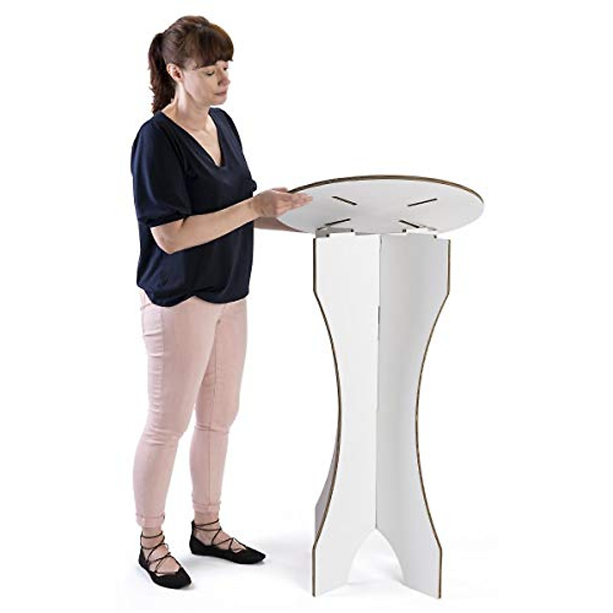 Displays2go, 20" w x 42" h Event Bar Table, Corrugated Cardboard, 3 Piece Design - White (FDCRDB42)