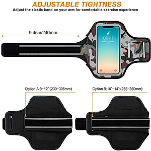 RUNBACH Armband for iPhone 13/13 Pro/12/12 Pro/11/XR,Camo Sweatproof Running Exercise Bag with Card Slot for iPhone 13,13 Pro,12,12 Pro,iPhone 11,iPhone XR (Woodland Camo)