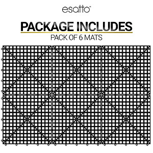 Esatto 6 Pack Interlocking Shelf Mats 12″, Black – for Spills, Clean Bars, Stain Protection, and an Anti-Slip Surface