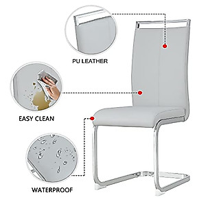 Maotifeys Grey Marble Dinner Table Set for 6 Mid-Century Rectangular Dining Room Table and Chair Set 7-Piece Kitchen Table Set with a Faux Marble Dining Table and 6pcs Light Grey PU Leather Chairs