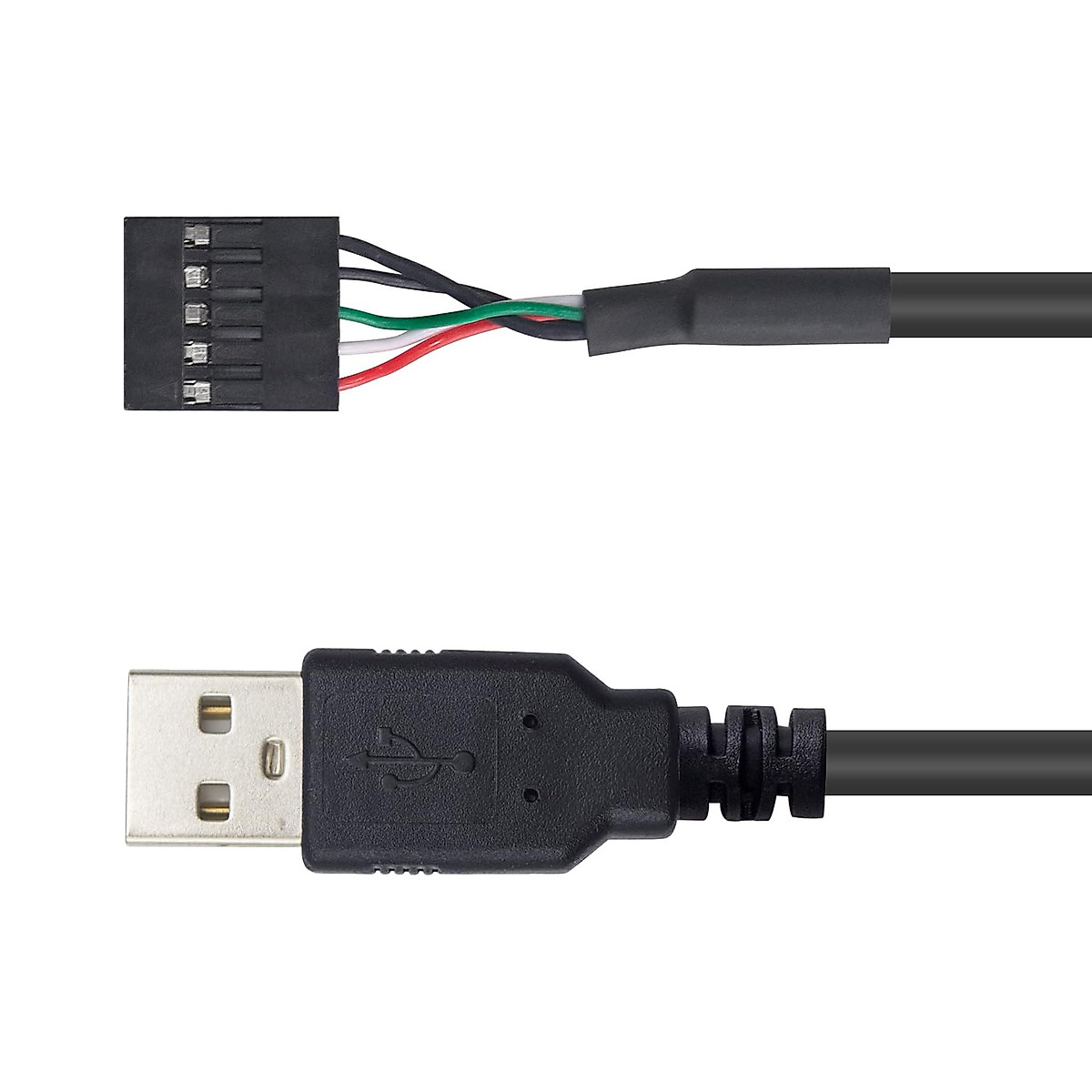 Duttek (2-Pack 50CM 5 Pin Motherboard Female Header to USB 2.0 Male Adapter Dupont Extender Cable (5Pin/USB M)