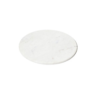 Creative Co-Op Marble Lazy Susan with Acacia Wood Base Serveware, 14"L x 14"W x 2"H, Natural
