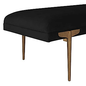 TOV Furniture Brno Glamorous Velvet Upholstered Accent Bench, 53.5"W Black