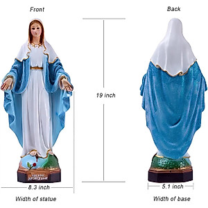 HOLLOII 19 Inch Catholic Virgin Mother Mary Statues,Resin Figurine for Religious and Home Decor