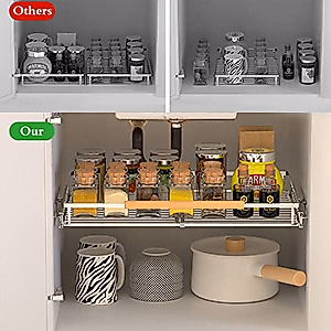 2Pack Expandable Pull Out Drawers for Kitchen Cabinets, Heavy Duty Cabinet Pull Out Shelves, 16.3~26.3"W x 17"D Adjustable Width Pull Out Cabinet Organizer for Home Kitchen Pantry Cupboard (2Pack)
