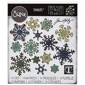 Sizzix Thinlits Die Set 661599, Paper Snowflakes, Mini by Tim Holtz, 14 Pack, One Size, Multi Color