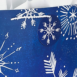 Hallmark 17" Extra Large Holiday Gift Bags with Tissue Paper (3 Gift Bags: Starry Snowflakes on Navy Blue) for Christmas, Hanukkah, Weddings, Birthdays