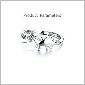 Silvery Dinosaur Open Band Ring for Women Man Fashion Punk Statement Expandable Adjustable Unisex Animal Dragon Stegosaurus Finger Rings Comfort Fit Dainty Birthday Jewelry for Friend