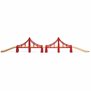 BRIO World - 33683 Double Suspension Bridge | Toy Train Set Accessory for Kids & Toddlers Age 3 and Up | Compatible with All BRIO Railway Sets | FSC Certified