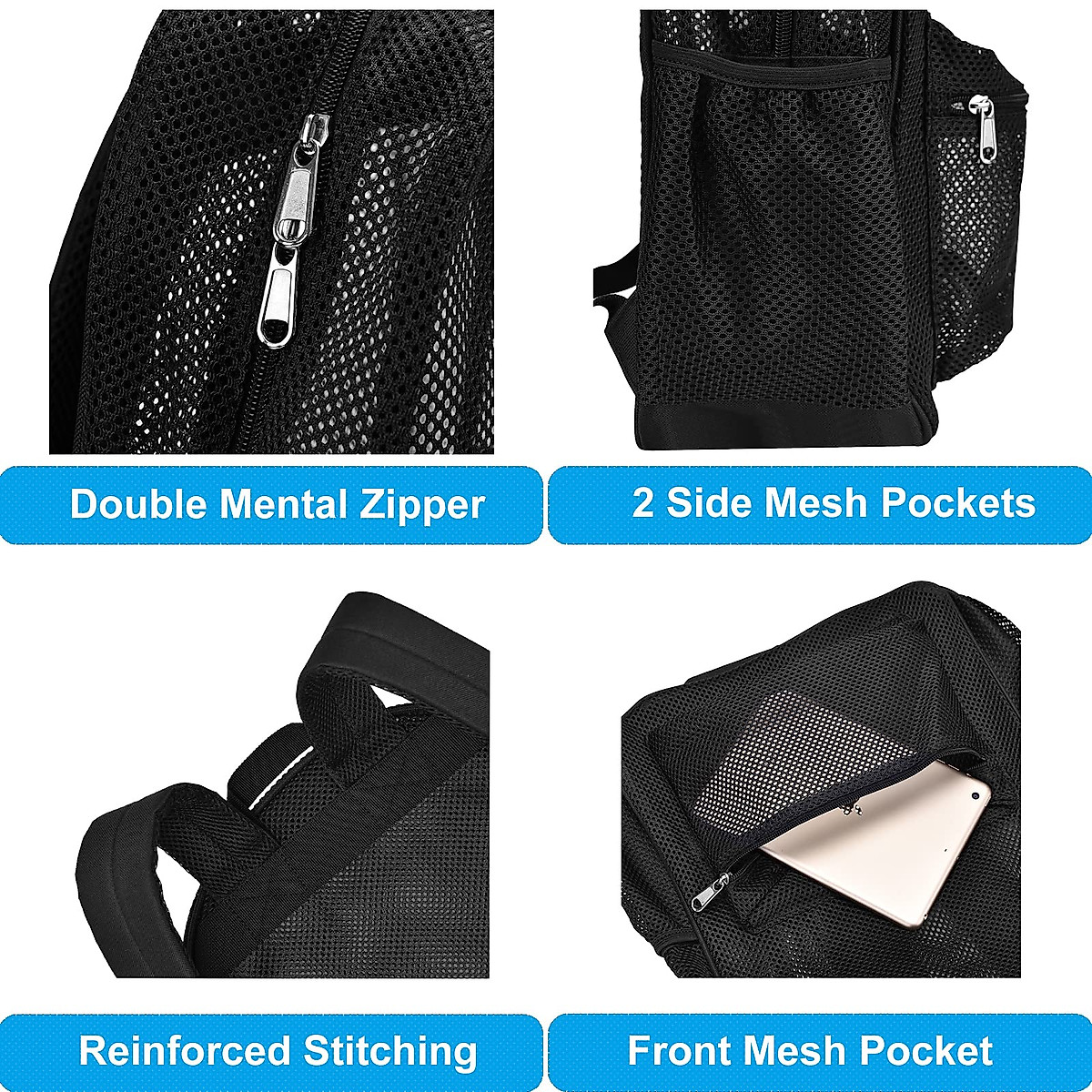 Heavy Duty Semi-Transparent Mesh Backpack，See Through College Student Backpack