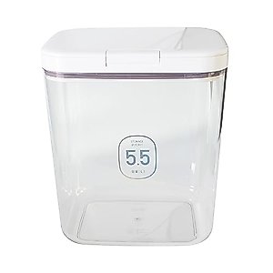 Qiveno Airtight Rice Storage Bin Flour Storage Container 10 Lbs/5.81Qt, Clear Food Container with Measuring Cup Airtight Lid for Kitchen Pantry Organization and Storage