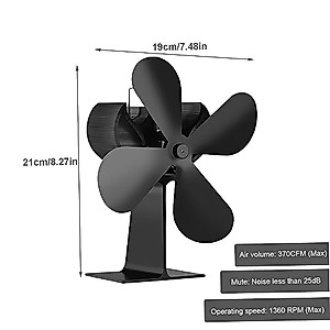 Stove Fan, 4-Leaves Heat Powered Wood Stove Fan, Energy-Saving Fireplace Fan, Thermoelectric Fan Eco Fans, Fireplace Blower Fan Kit for Log Burner