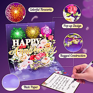 FITMITE Anniversary Card, Music & Light Pop up Valentine's Card with Fireworks Flowers Gifts for Him Her Husband Wife Couple-Purple