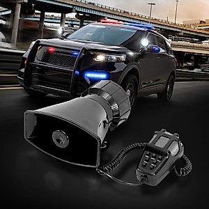MOTLTECH 100W 12V 7 Tone Sound Car Siren Speaker Mic PA System Emergency Sound Amplifier