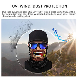 JOEYOUNG Skull Face Mask UV Sun Dust Neck Gaiter Bandana Headwear Motorcycle