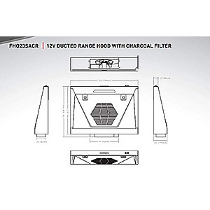 Furrion 12V RV Under-Cabinet Ducted Range Hood with Replaceable Charcoal Filter, LED Light, Exhaust Fan, VibrationSmart Technology & CSA Certification (Stainless Steel) - FHO23SACR-SS