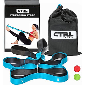 Stretching Strap with Loops - Non Elastic Stretch Band for Physical Therapy, Yoga Strap for Stretching Equipment, Stretch Bands for Exercise and Flexibility - Fascia, Hamstring & Leg Stretcher Belt