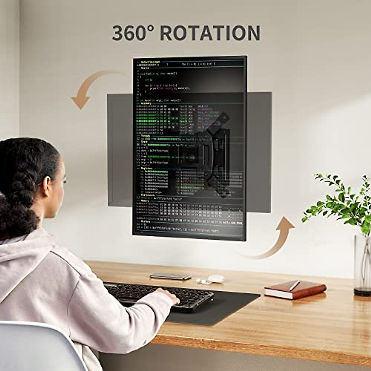 AM alphamount TV Wall Mount Bracket Full Motion for Most 13-39 inch TVs Monitors with 360° Rotation Articulating Swivel Extension Arms and Tilt, Hold TV up to 44lbs Max VESA 200x200mm