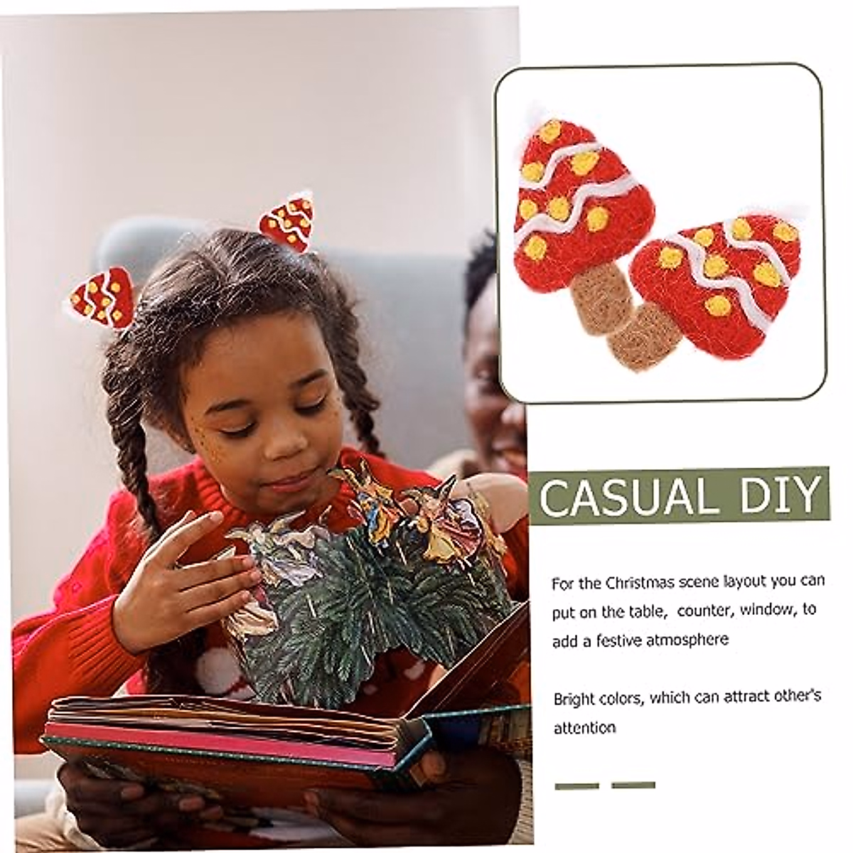 VOSAREA 2pcs Christmas Tree Poke Fun Mini Clips for Hair Plant Decor Mini Accessories Nativity Decor Handmade Mini Xmas Tree Christmas Felt Ornament Kits Wool Felt Clothes Sewing Materials