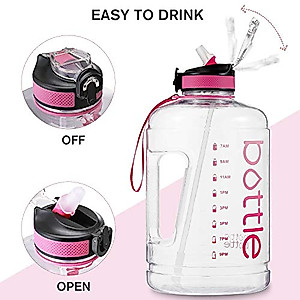128oz Motivational Gallon Water Bottle With Straw & Big Handle - Ensure You Drink Enough Water Daily for Any Activity