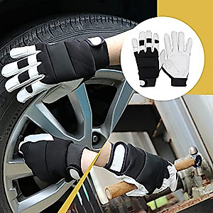 GSG Men Women Work Gardening Leather Gloves Thorn Proof Medium White Garden Working Gloves