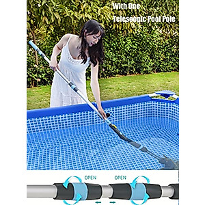 (2023 Upgrade) Efurden Handheld Pool Vacuum with Round Brush to Clean The Water Line, Rechargeable Pool Cleaner Perfect for Spas, Hot Tubs and Small Pools for Sand and Debris, Blue