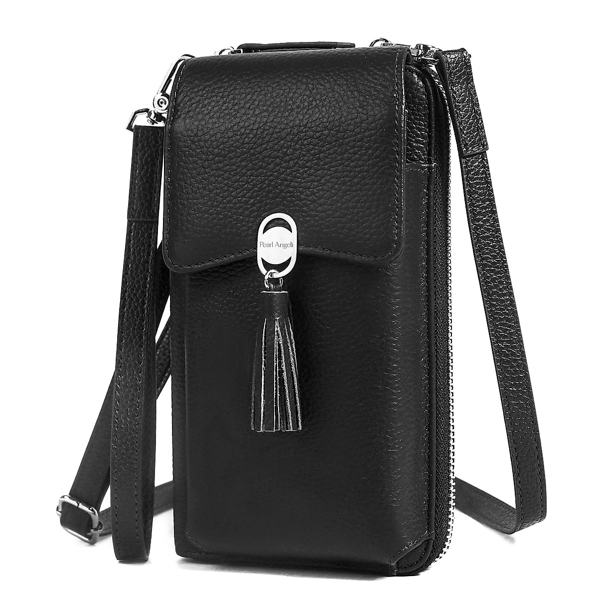 Pearl Angeli Genuine Leather Crossbody Cellphone Bag for Women RFID Blocking Small Phone Wallet Purse with Shoulder Strap