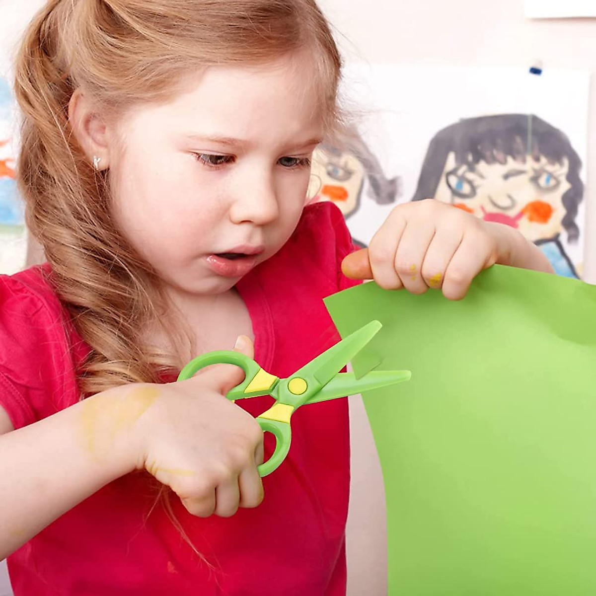 LOVESTOWN 5 PCS Pre-School Training Scissors, Plastic Safety Scissors Child-Safe Scissors Toddler Scissors Age 3 for Toddler Arts and Crafts